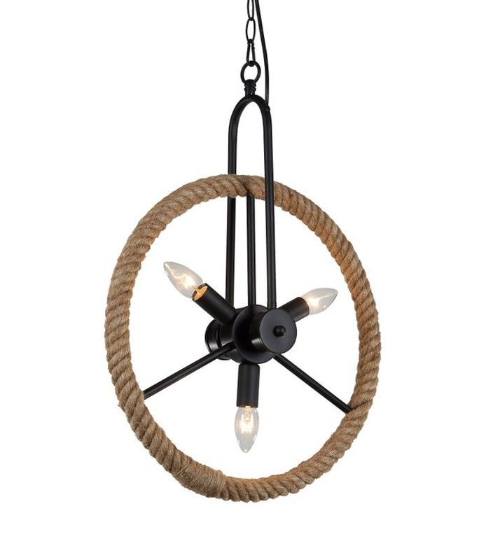 Lámpara Colgante rueda con maroma vintage — Ivintage Online